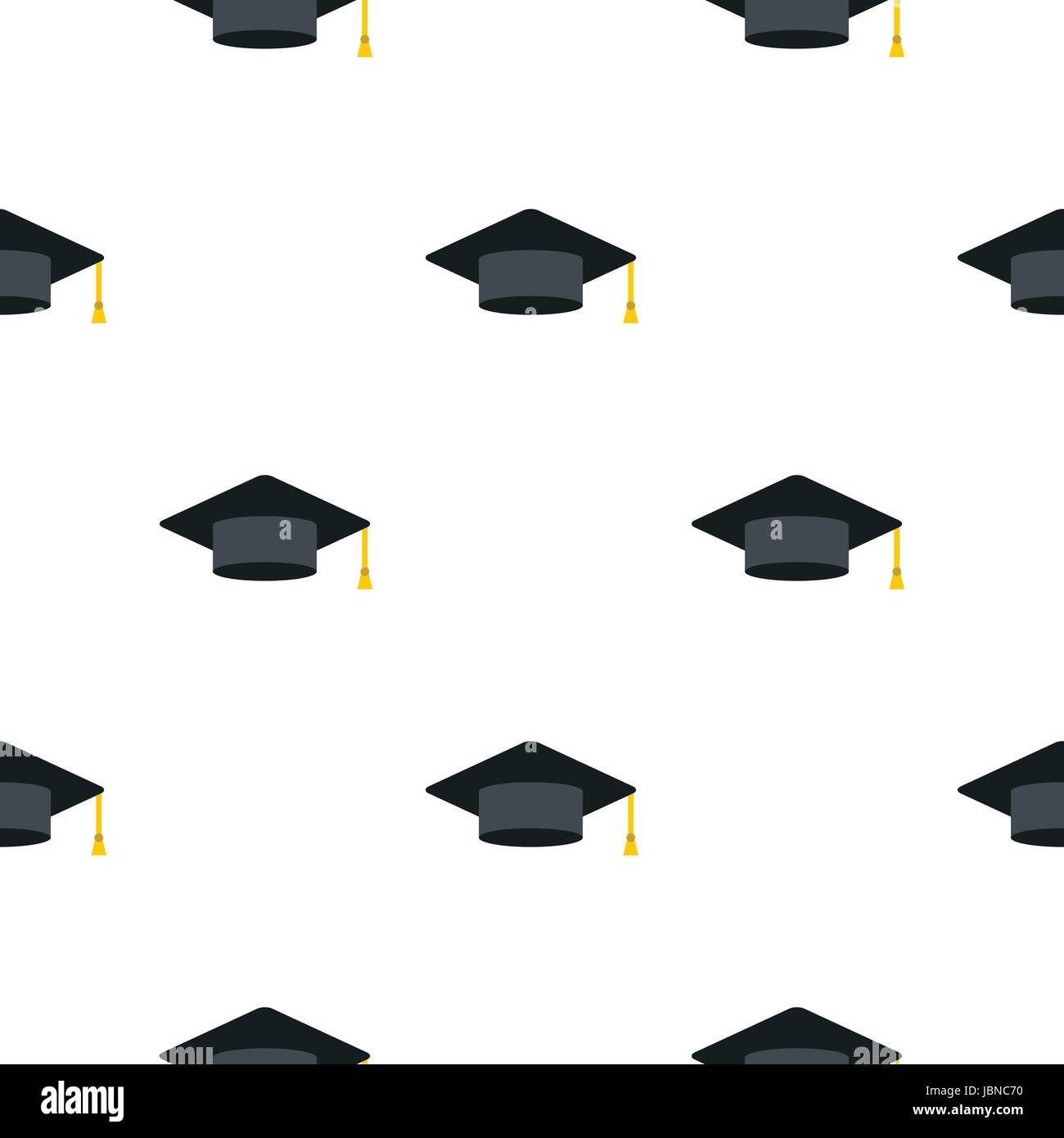Black graduation cap pattern seamless background in flat style repeat ...