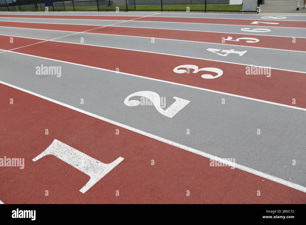 Run race track in sport stadium Stock Photo - Alamy
