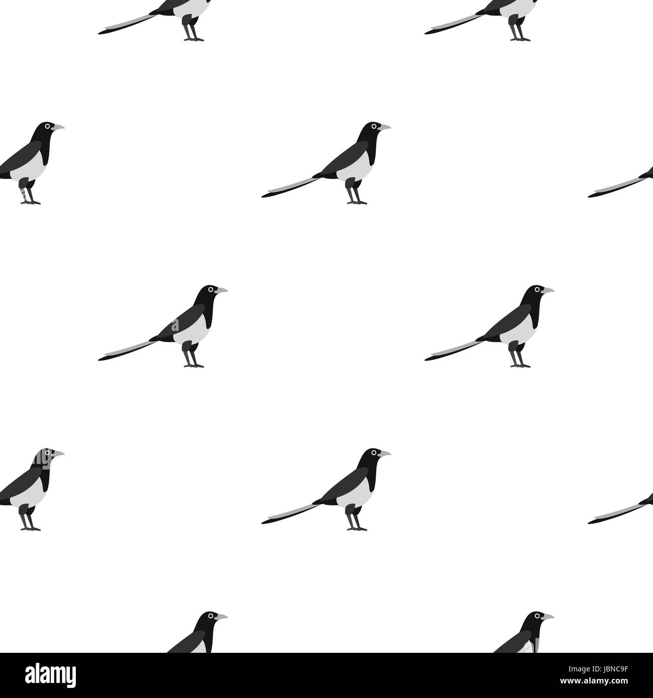 Magpie pattern seamless background in flat style repeat vector ...