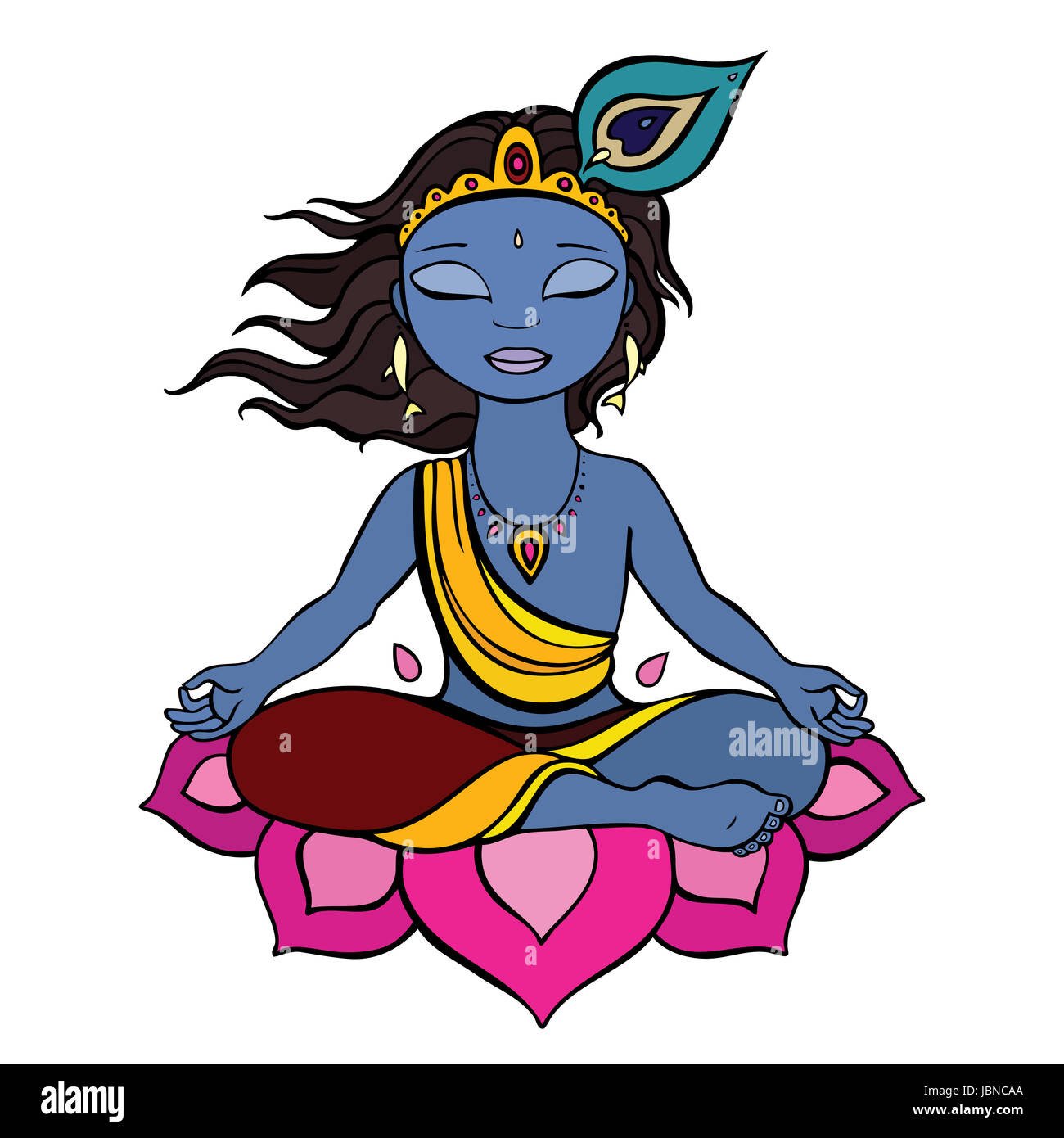 Hindu God Krishna. Vector hand drawn illustration Stock Photo - Alamy