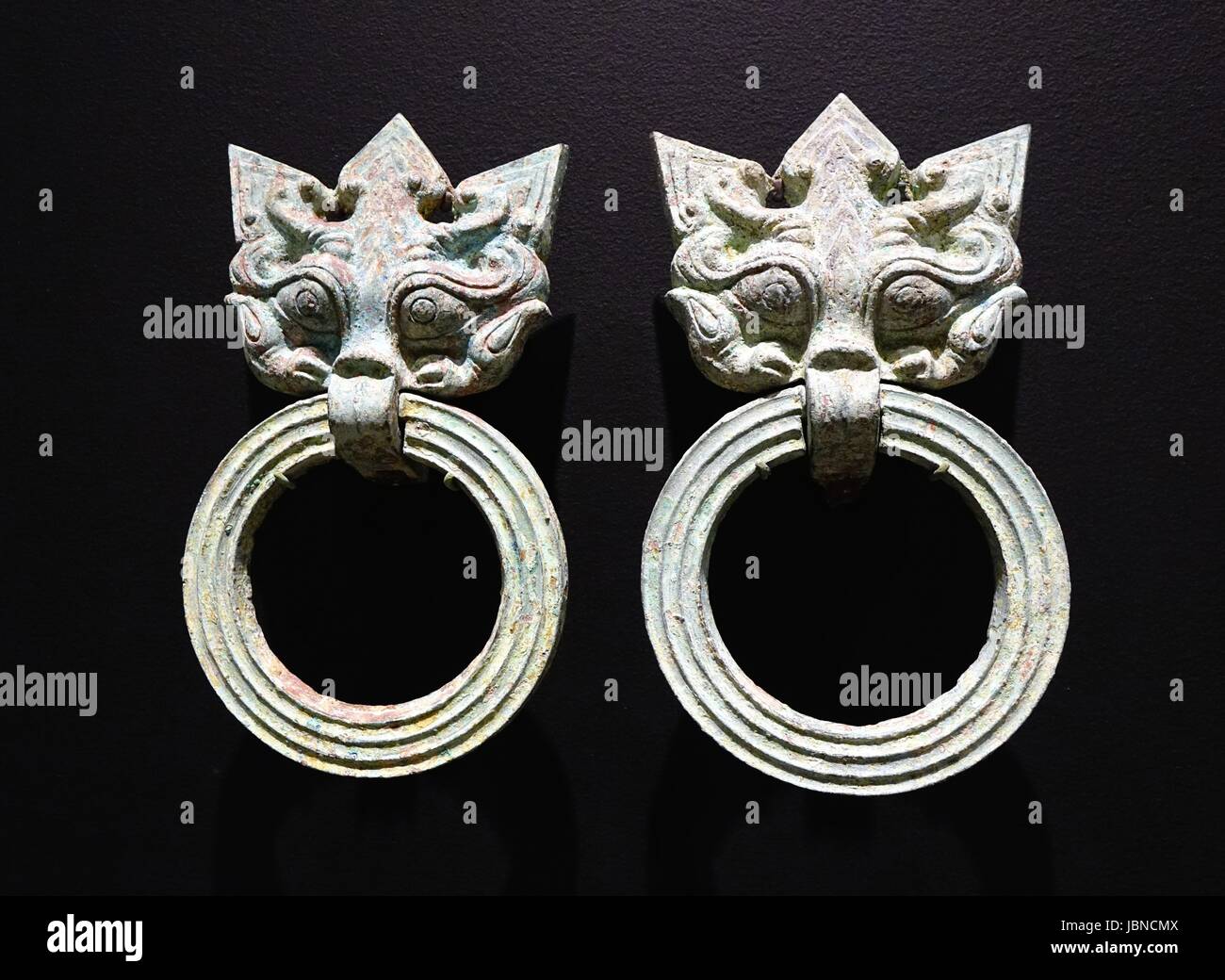 Bronze Taotie masks with ring handle,Chinese,Eastern Han Dynasty ...