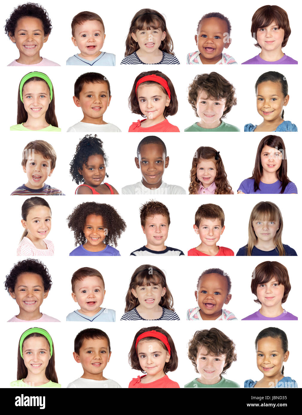 Photo collage of children isolated on white background Stock Photo - Alamy