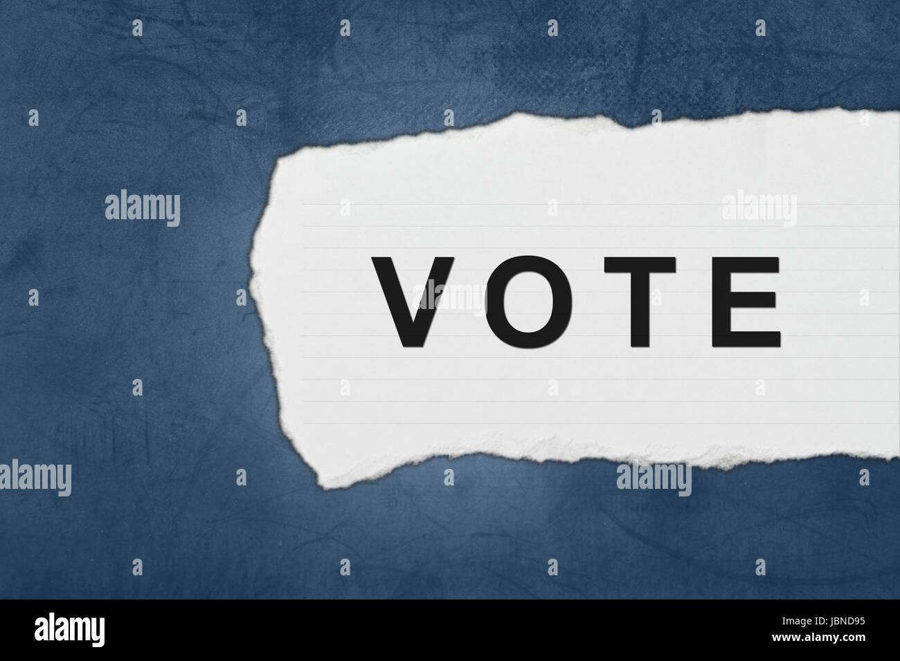 vote with white paper tears on blue texture Stock Photo - Alamy