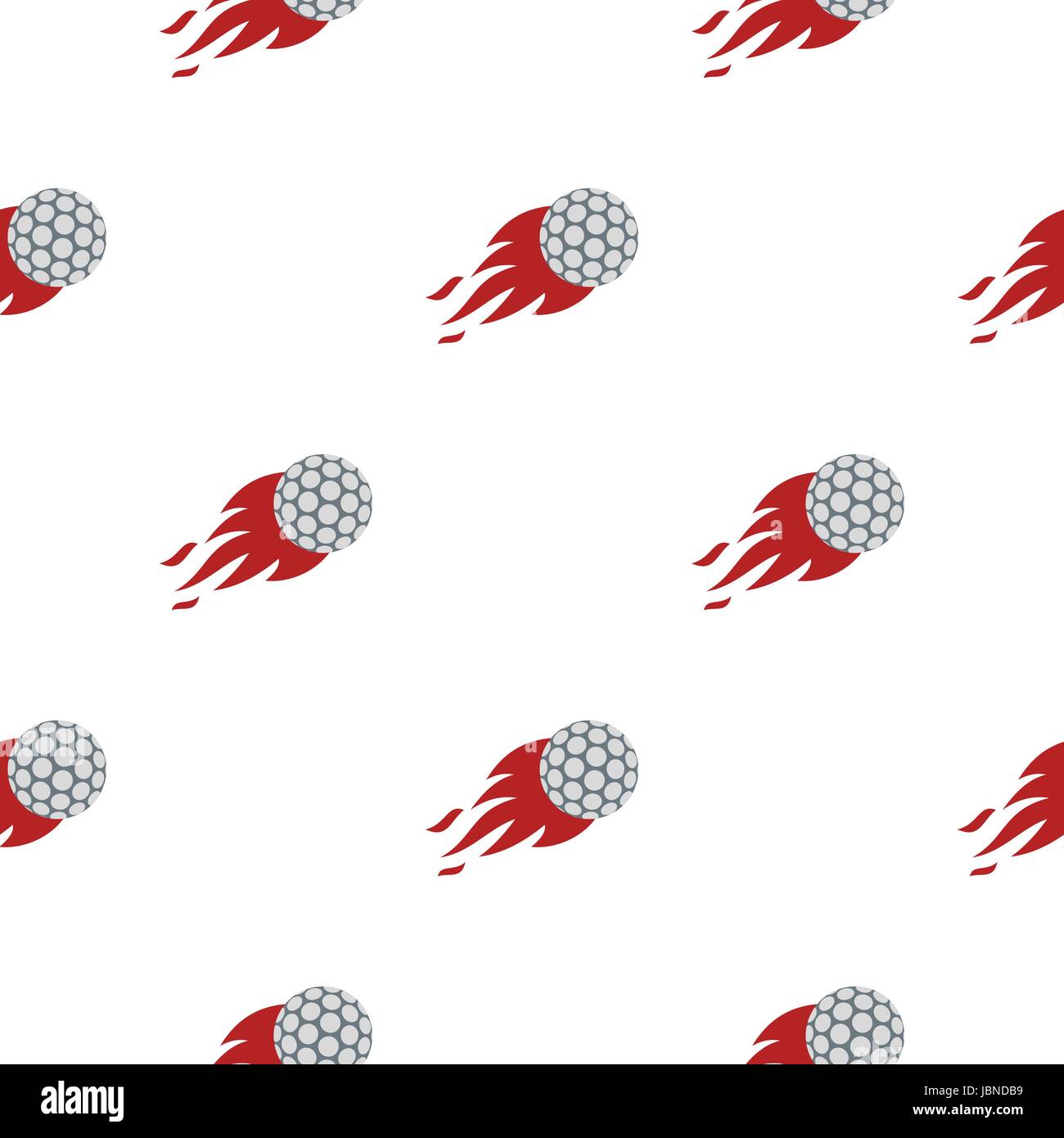 Flaming golf ball pattern seamless background in flat style repeat ...