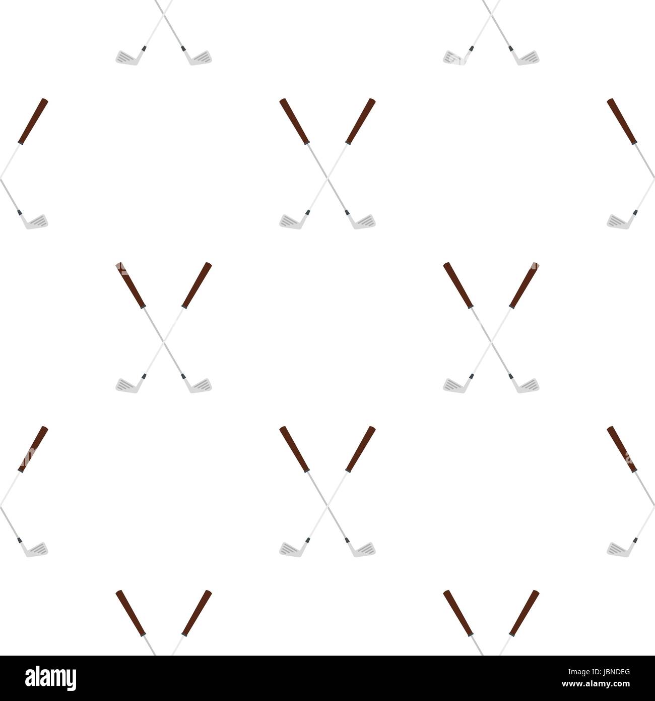 Crossed golf clubs pattern seamless background in flat style repeat ...
