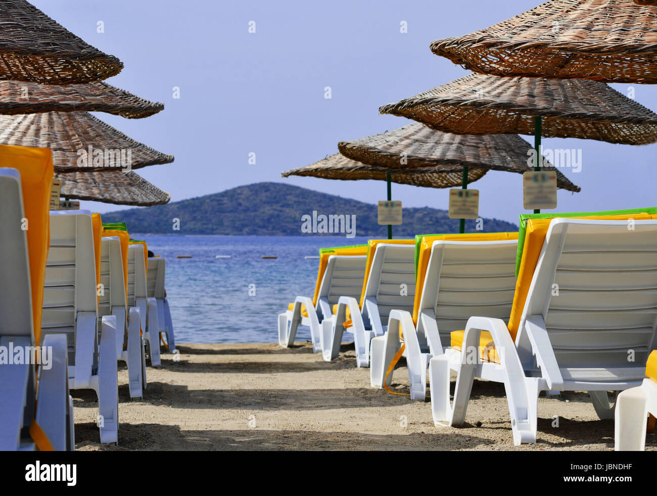 Mediterranean beach during hot summer day Stock Photo - Alamy