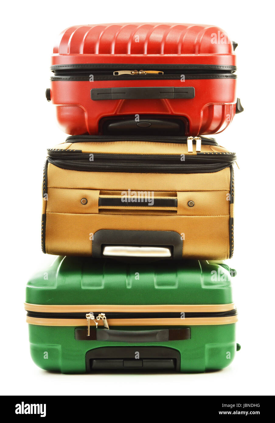 Three suitcases isolated on white background Stock Photo - Alamy