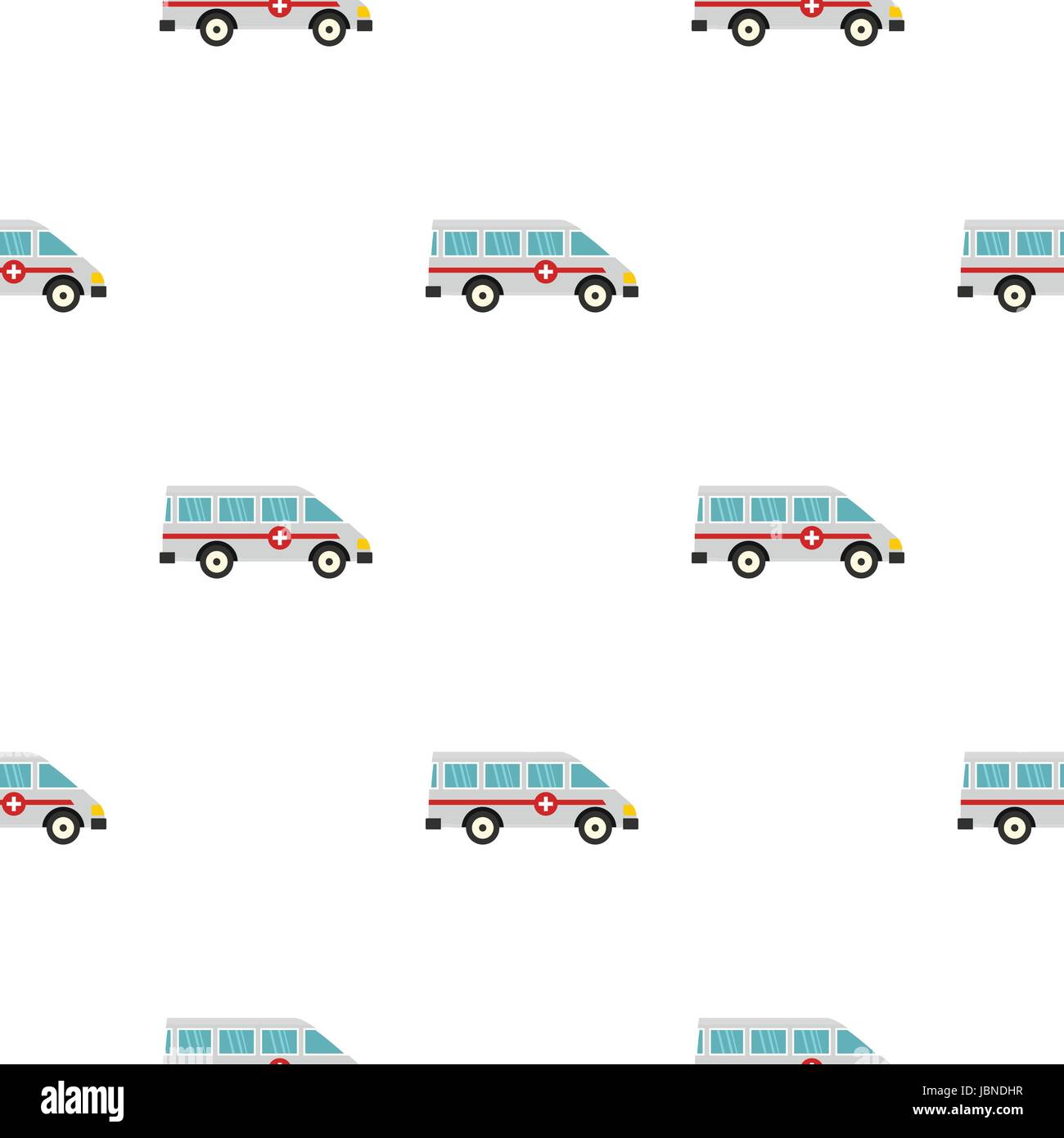 Ambulance car pattern seamless background in flat style repeat vector ...