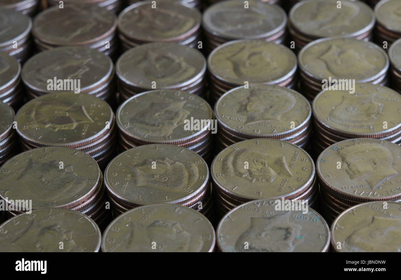 Stacks of Kennedy Half Dollars Stock Photo - Alamy