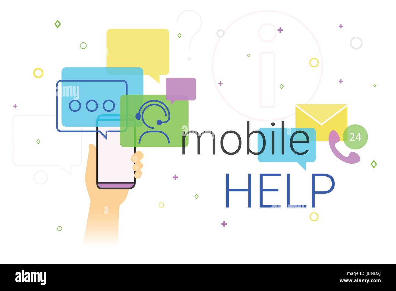 Mobile help and online support on smartphone concept illustration Stock ...
