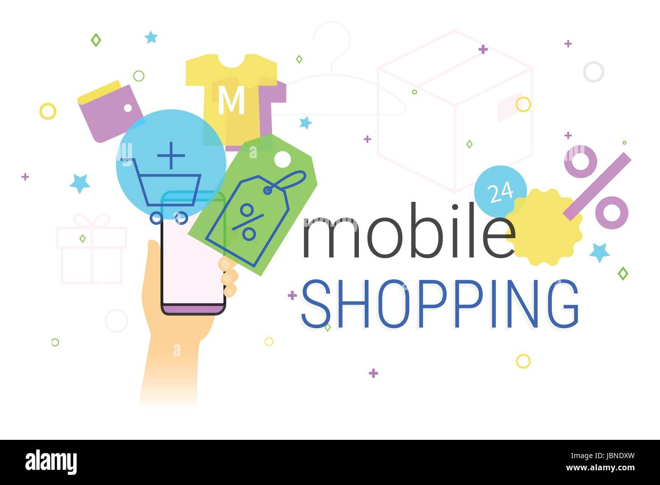 Mobile shopping on smartphone concept illustration Stock Vector Image ...