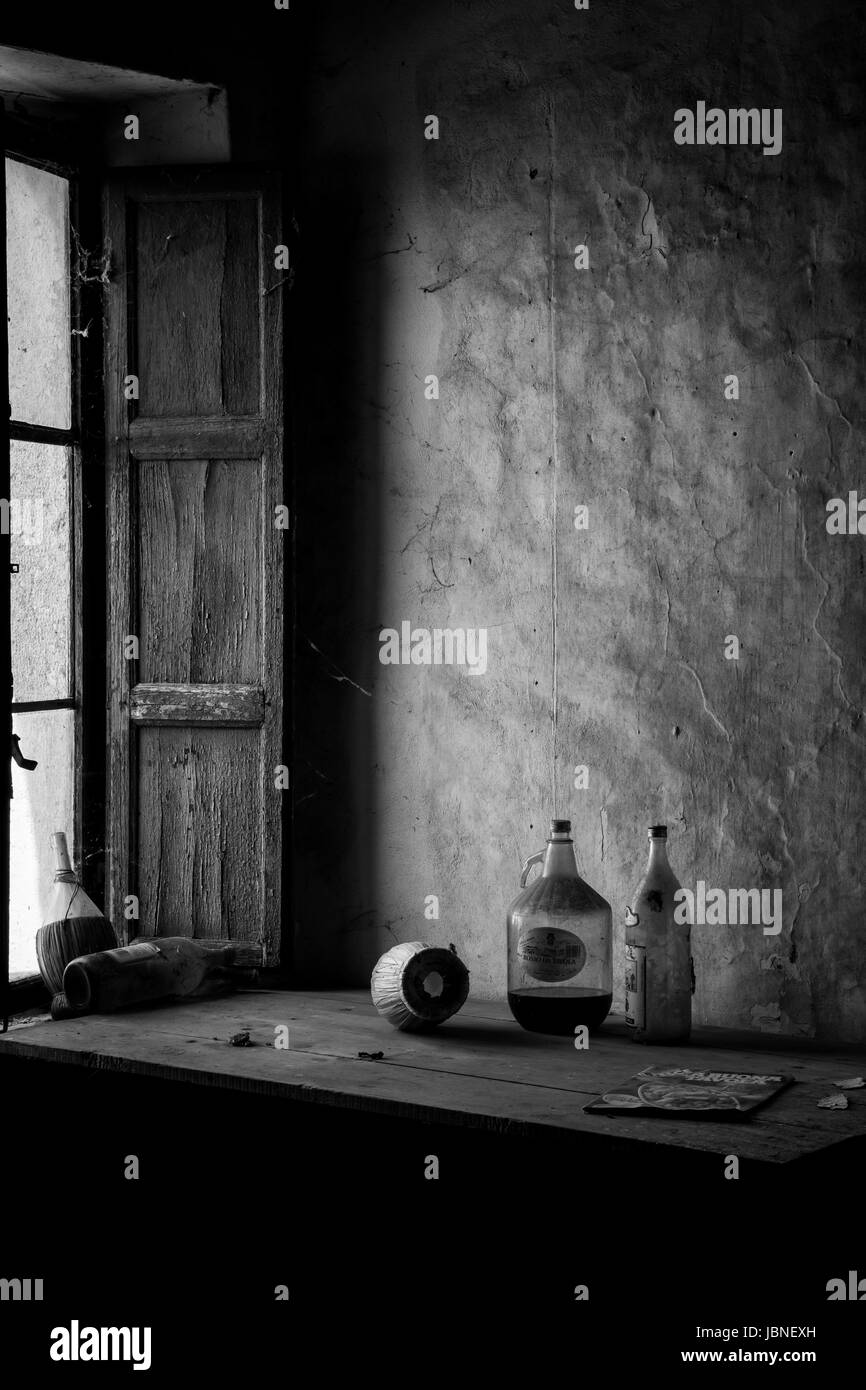 Evening Light- Evening light spill through the old window to illuminate ...