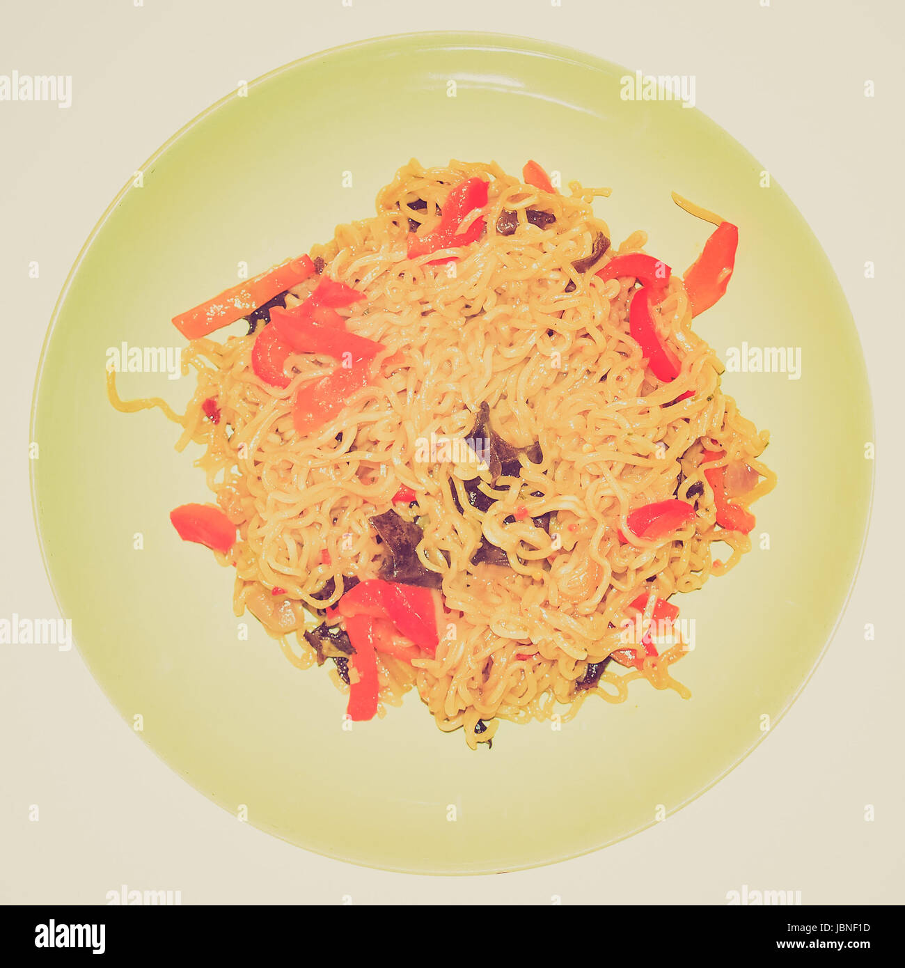 Vintage retro looking Curry noodles pasta traditional Indian and ...