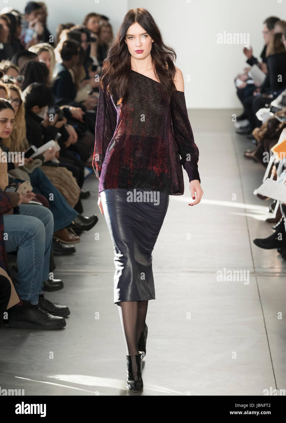 NEW YORK, NY - FEBRUARY 10, 2017: Alexandra Karpova walks the runway at ...