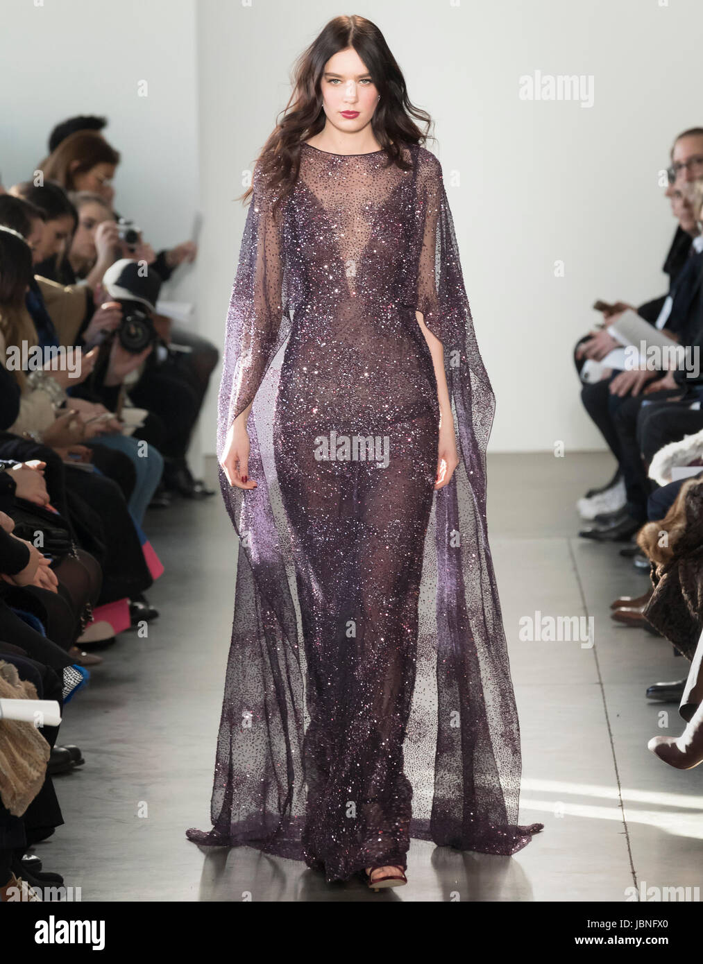 NEW YORK, NY - FEBRUARY 10, 2017: Alexandra Karpova walks the runway at ...
