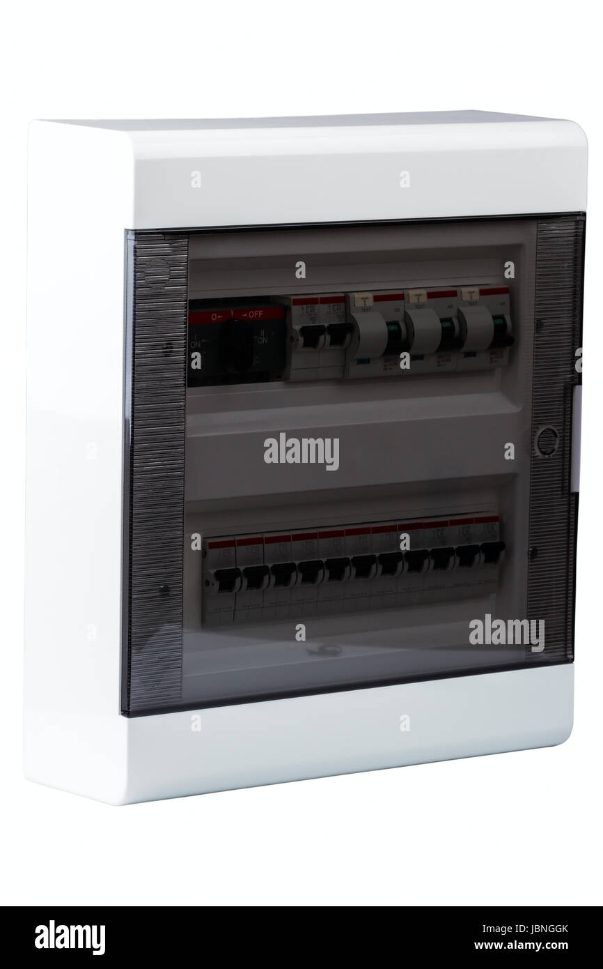 circuit breakers box isolated on white background Stock Photo - Alamy