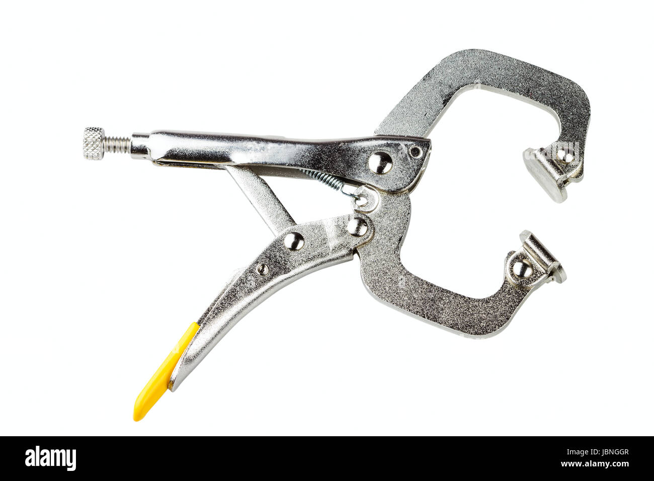 locking C-clamp with swivel pads isolated on white background Stock ...