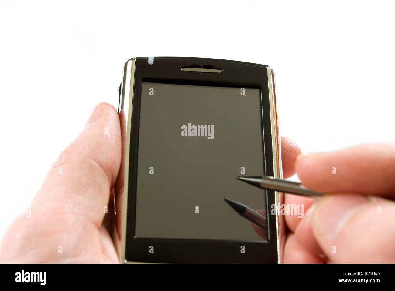 hands with communicator on white Stock Photo - Alamy