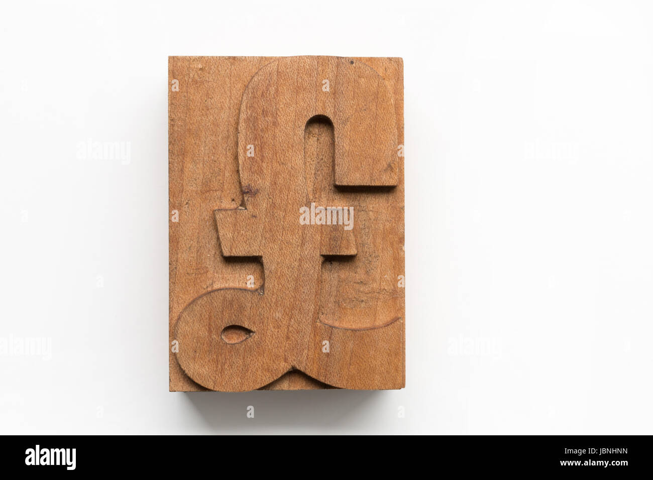 Old letterpress pound sign printing block isolated on a white ...