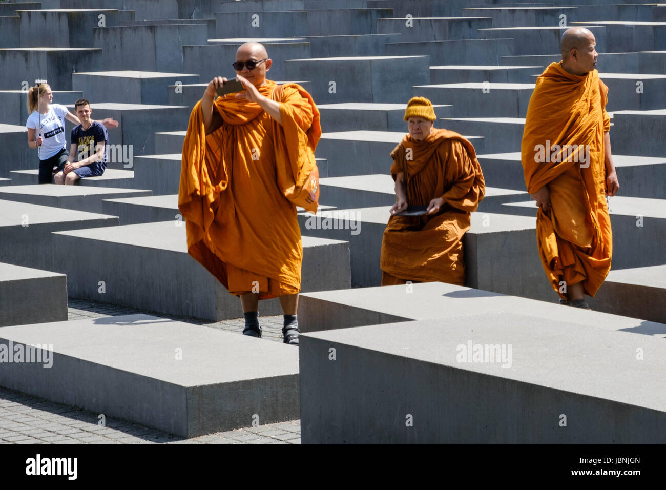 Berlin, Germany - june 9, 2017: Buddhist monks visiting the Memorial of ...