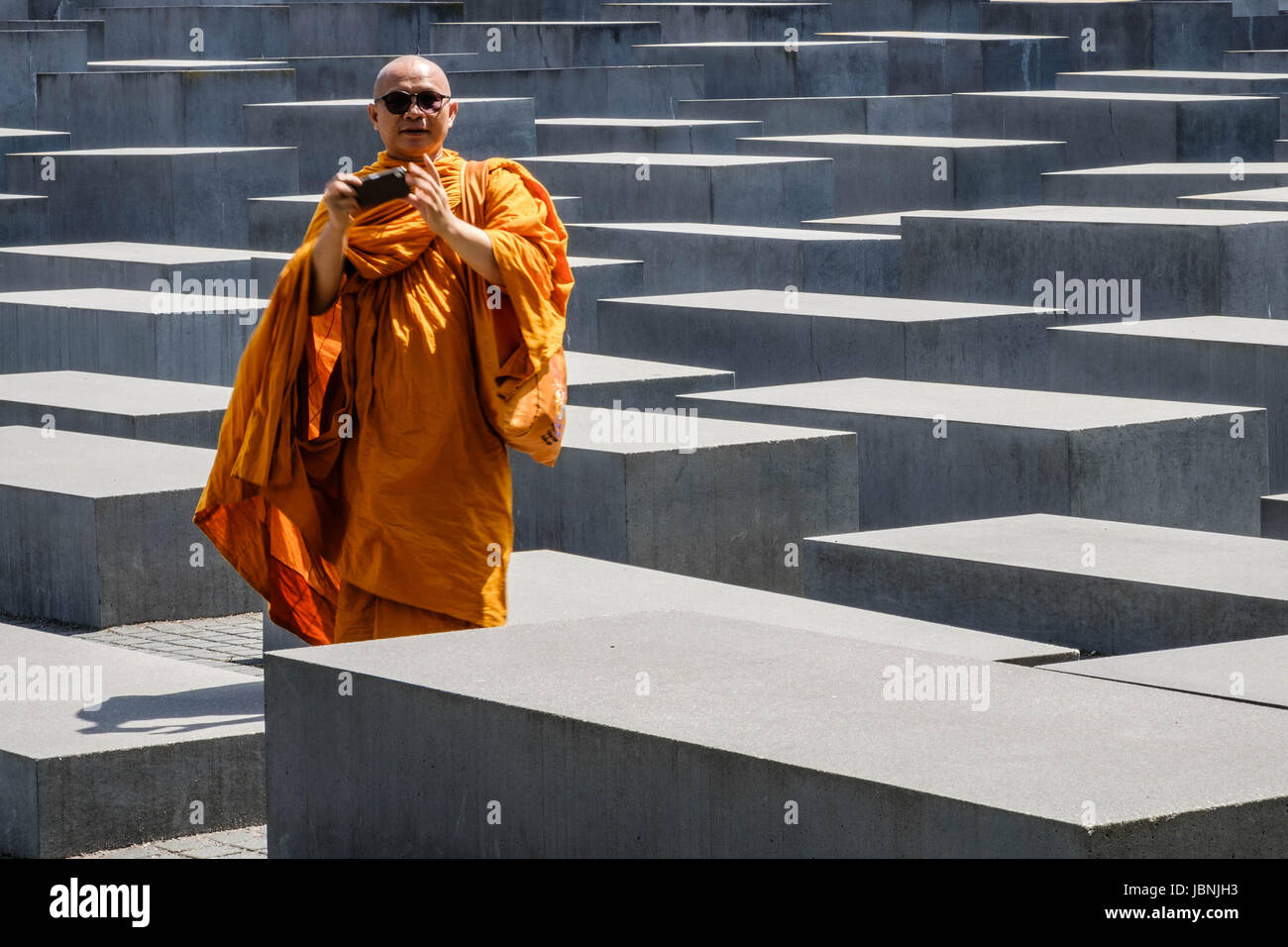 Berlin, Germany - june 9, 2017: Buddhist monks visiting the Memorial of ...