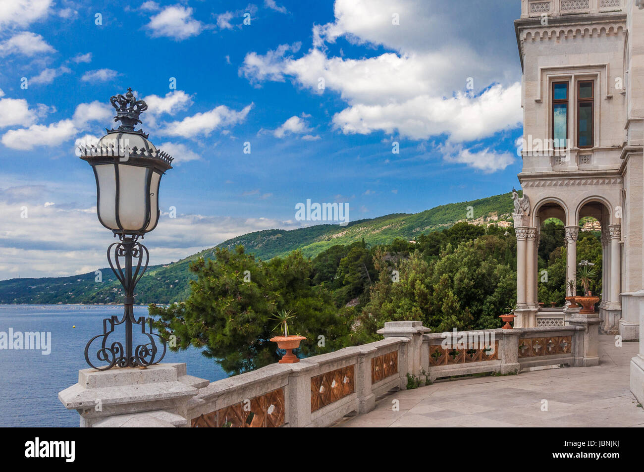 The fantastic view from the balcony of the Miramare Castle, Trieste ...