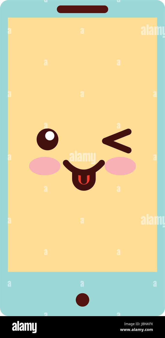 smartphone device kawaii character Stock Vector Image & Art - Alamy