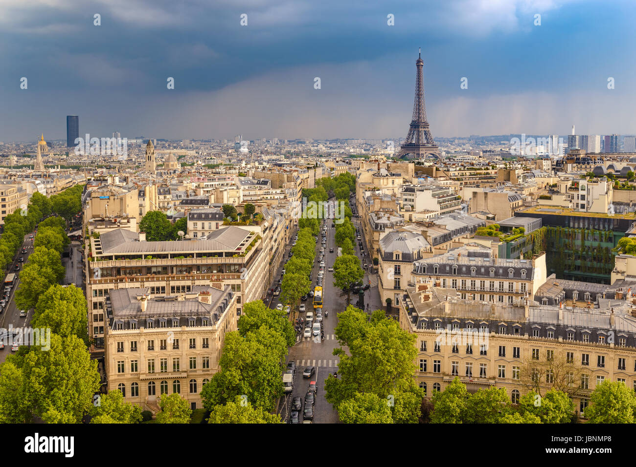 Paris city skyline view from Arc de Triomphe with Eiffel Tower, Paris, France Stock Photo - Alamy