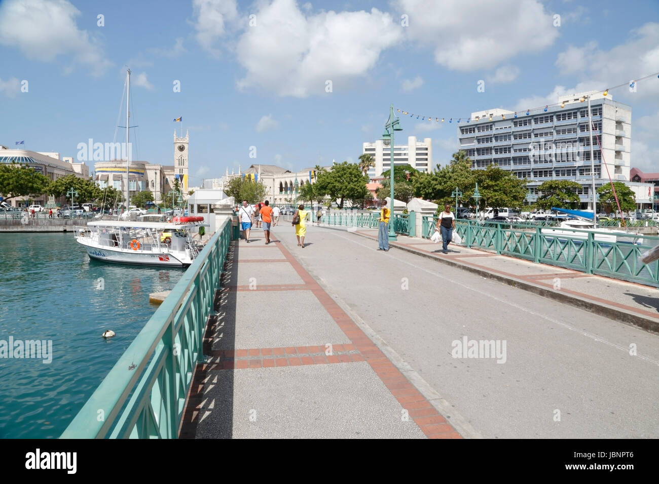 view of Bridgetown, Barbados showing Chamberlain bridge Stock Photo - Alamy