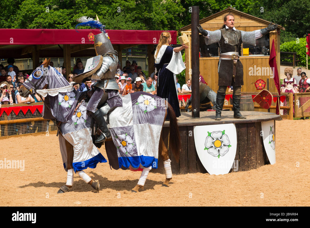 War of the Roses jousting battle re-enactment performed in front of an ...