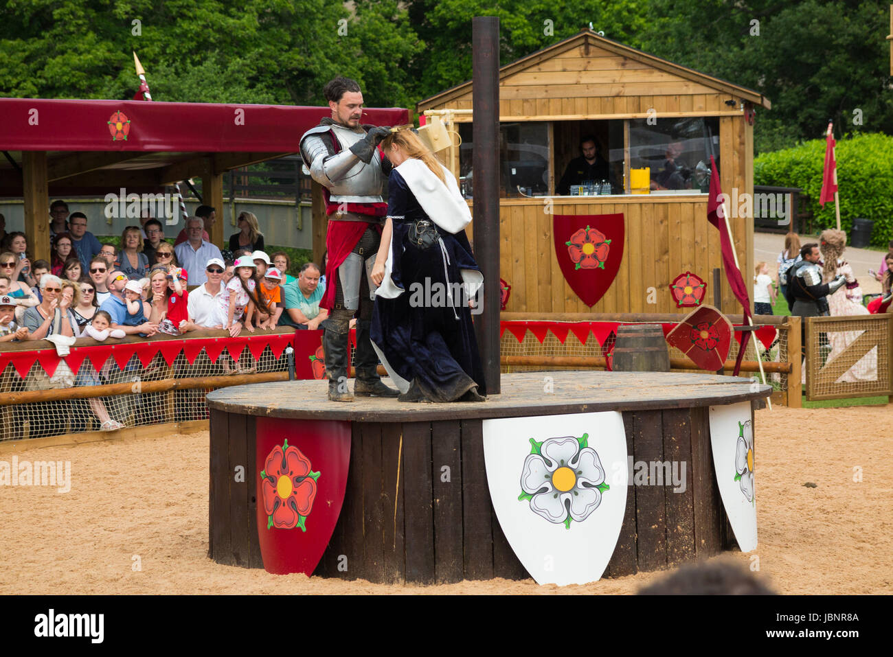 War of the Roses jousting battle re-enactment performed in front of an ...