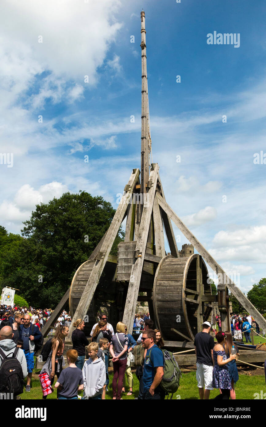 Reproduction Trebuchet siege engine machine in working order and which ...
