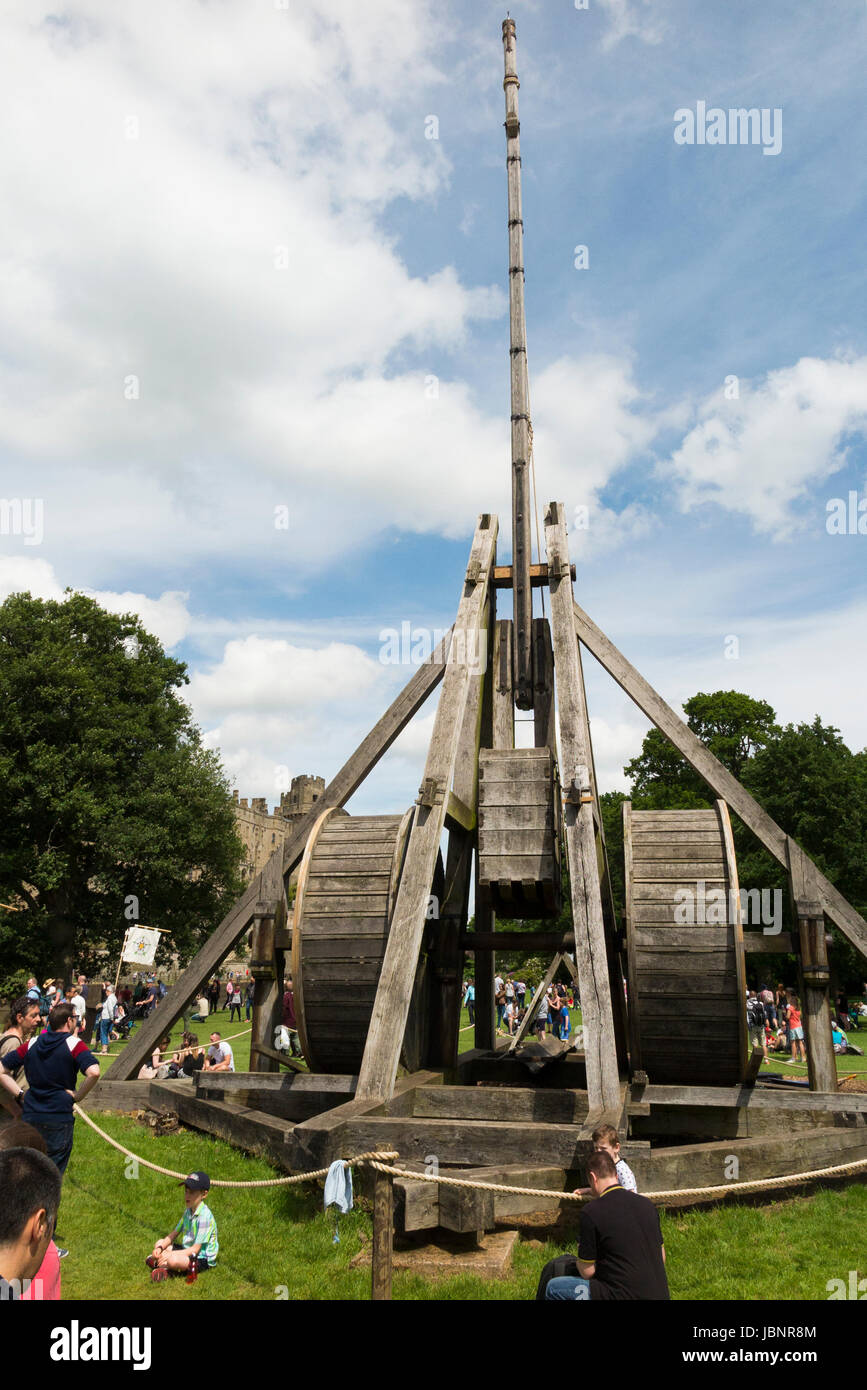 Reproduction Trebuchet siege engine machine in working order and which ...