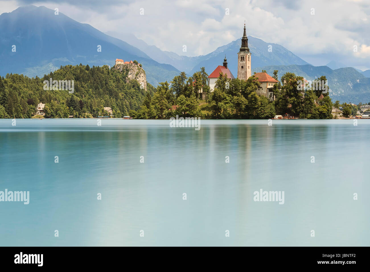 Beautiful view of Lake Bled with Island, Church And Castle With ...