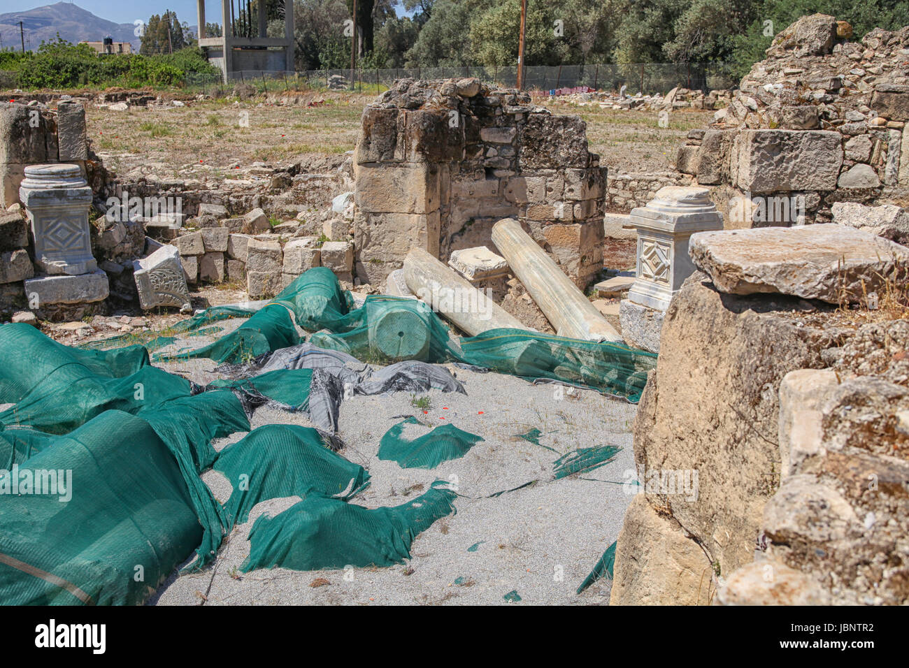 Pillars and columns at archaeological site at Gortys, Crete, Greece ...
