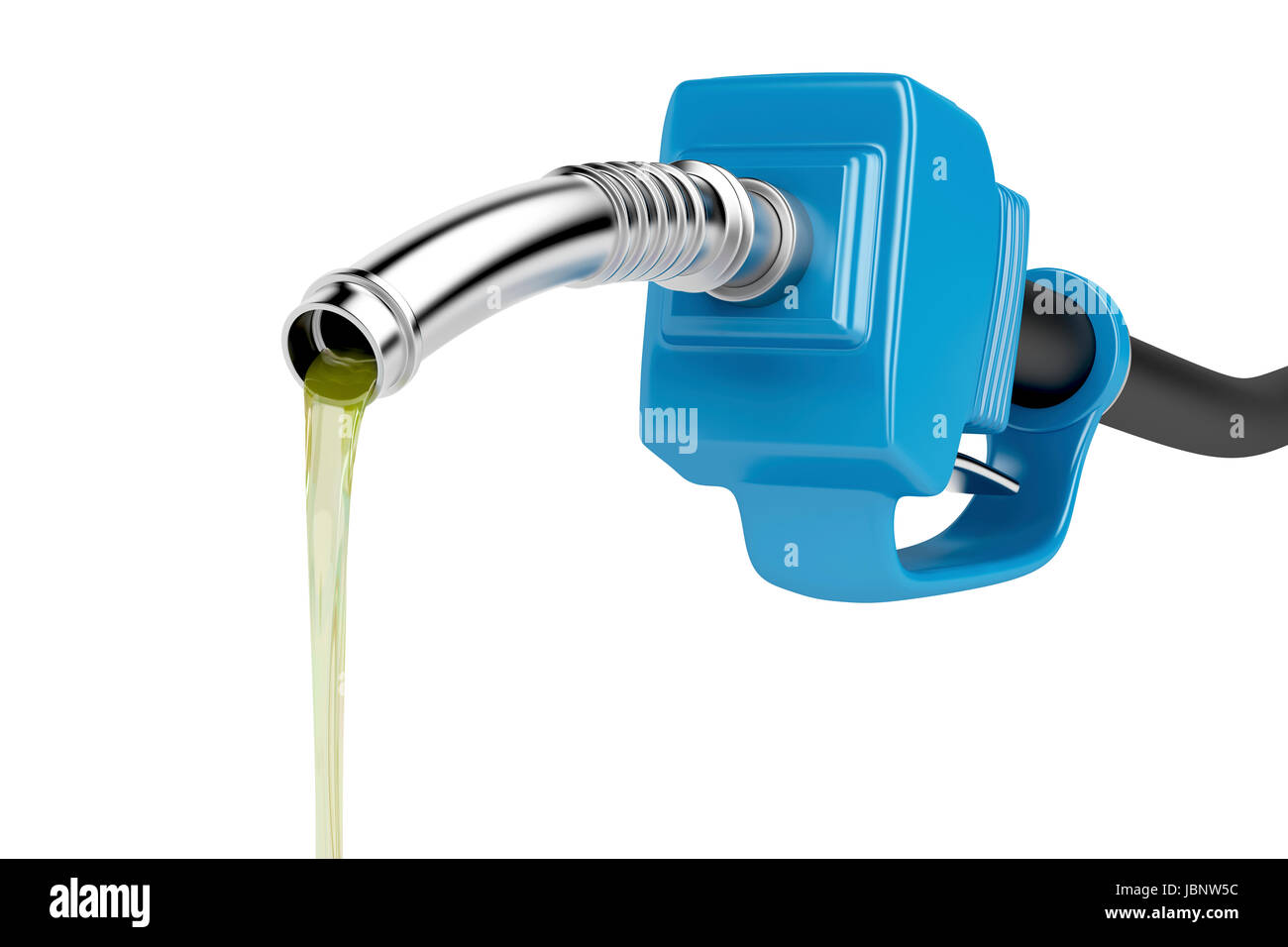 Pouring fuel with blue pump nozzle, isolated on white background Stock ...