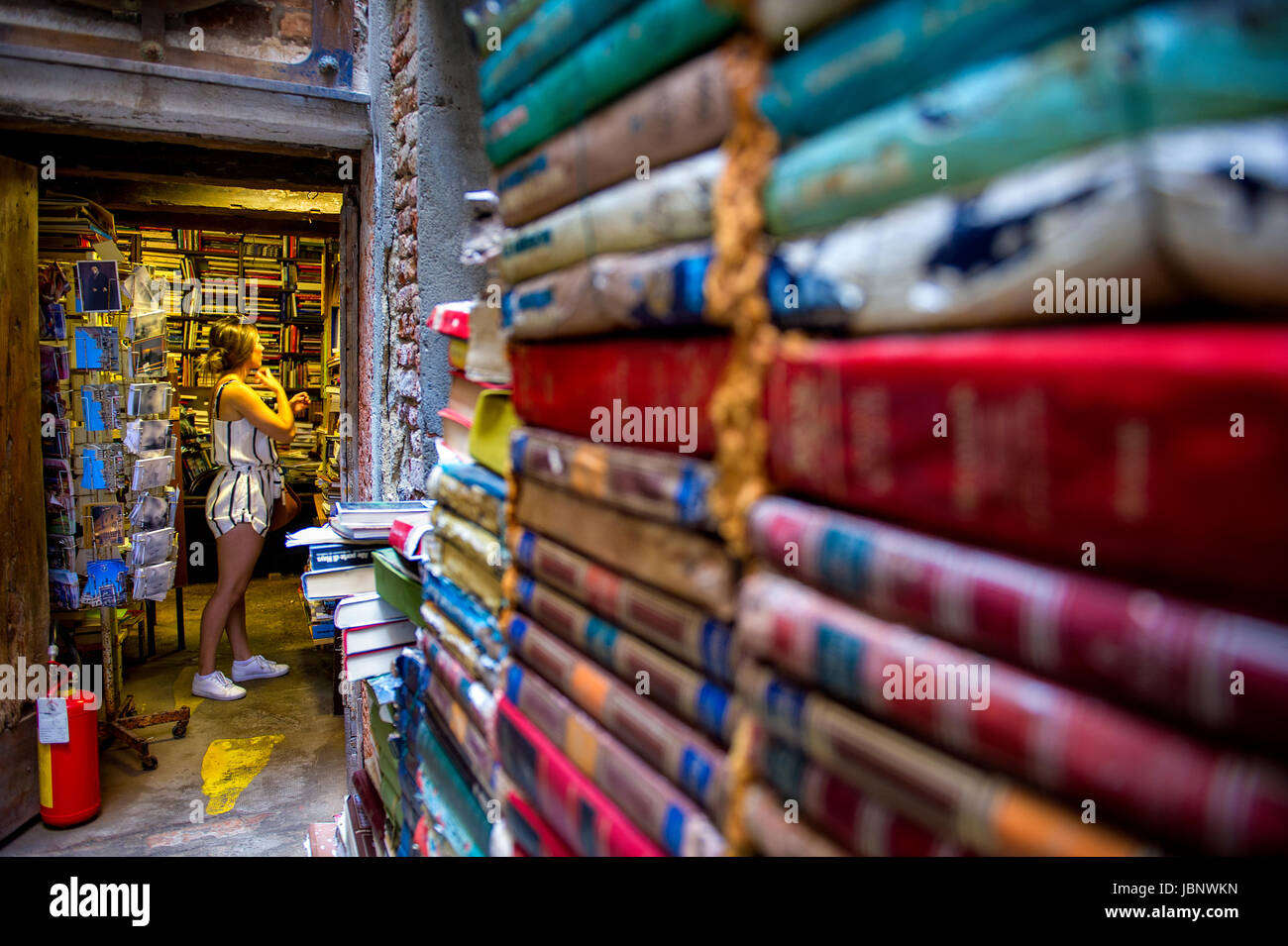 Venice, Italy. Libreria Acqua Alta book shop, Castello. Picture by Paul ...