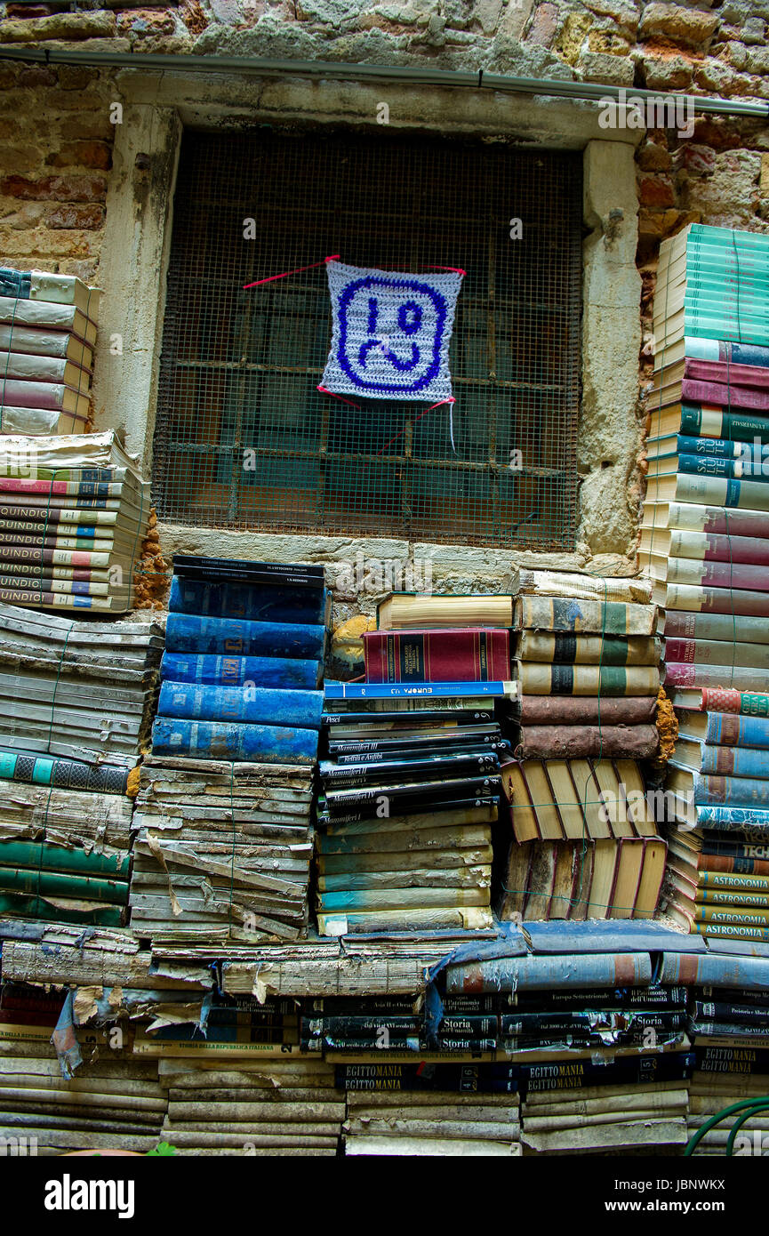 Venice, Italy. Libreria Acqua Alta book shop, Castello. Picture by Paul ...
