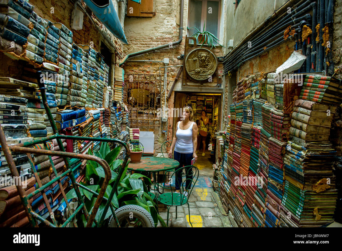 Venice, Italy. Libreria Acqua Alta book shop, Castello. Picture by Paul ...
