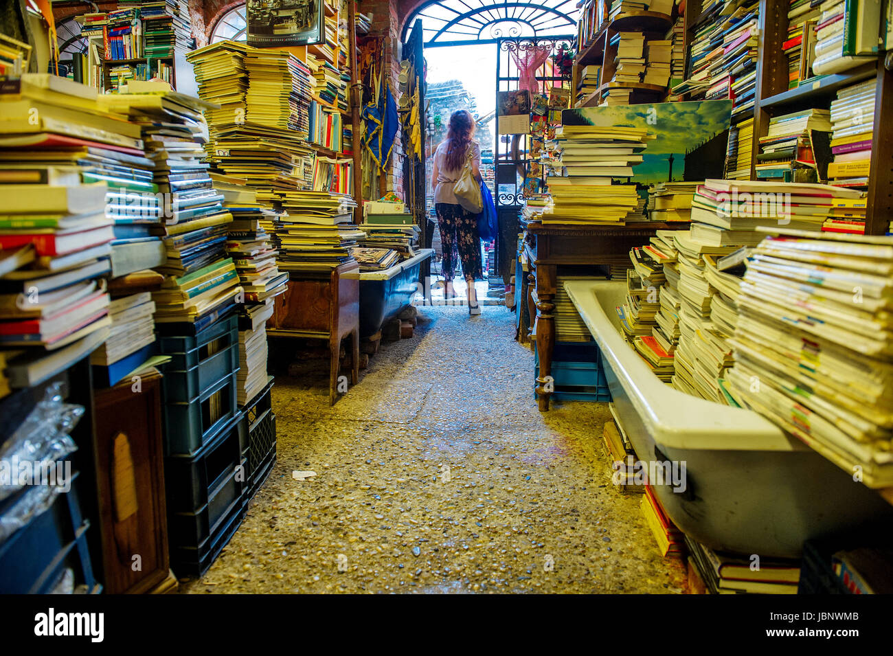 Venice, Italy. Libreria Acqua Alta book shop, Castello. Picture by Paul ...
