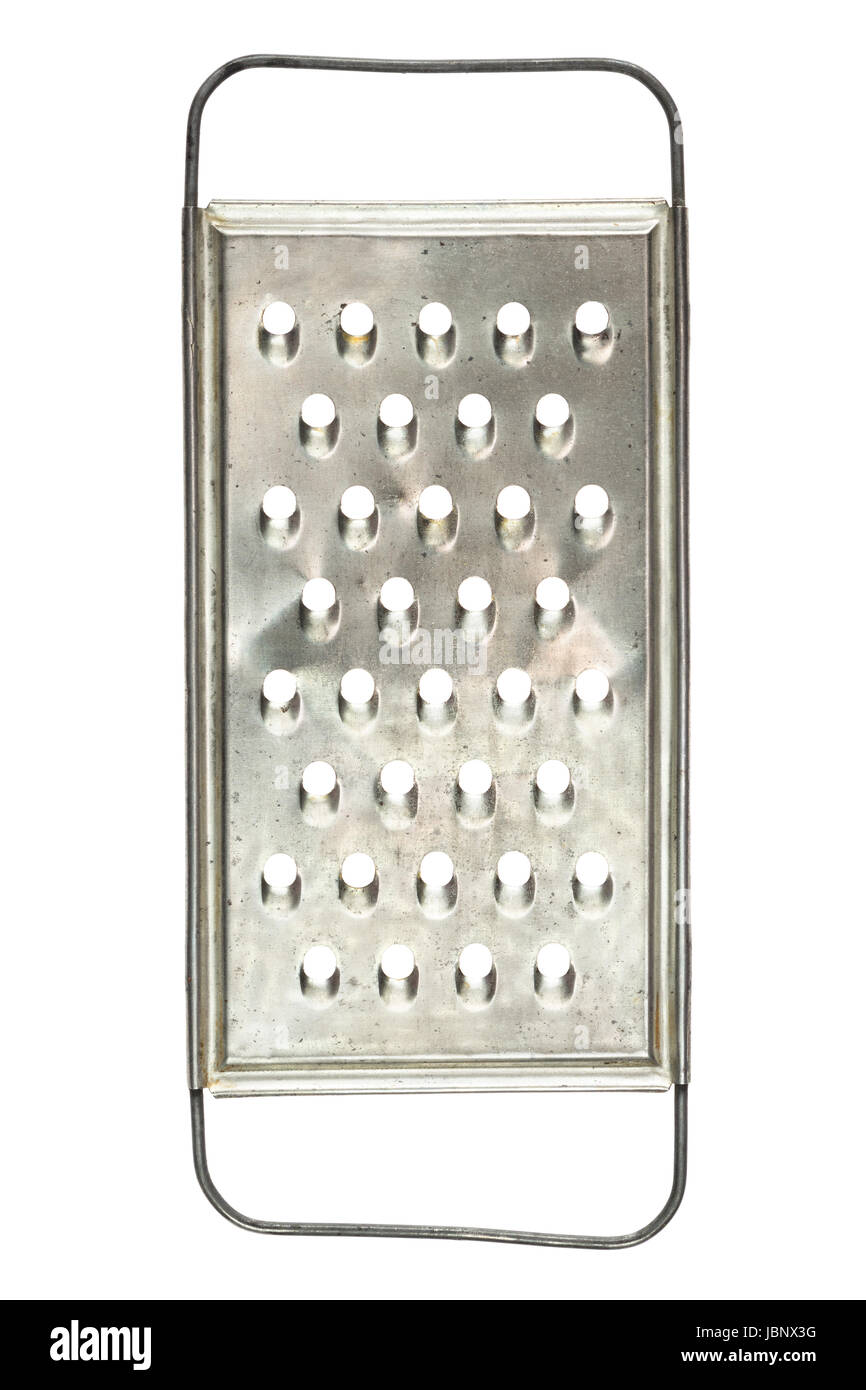 Old metal grater isolated on white background Stock Photo - Alamy