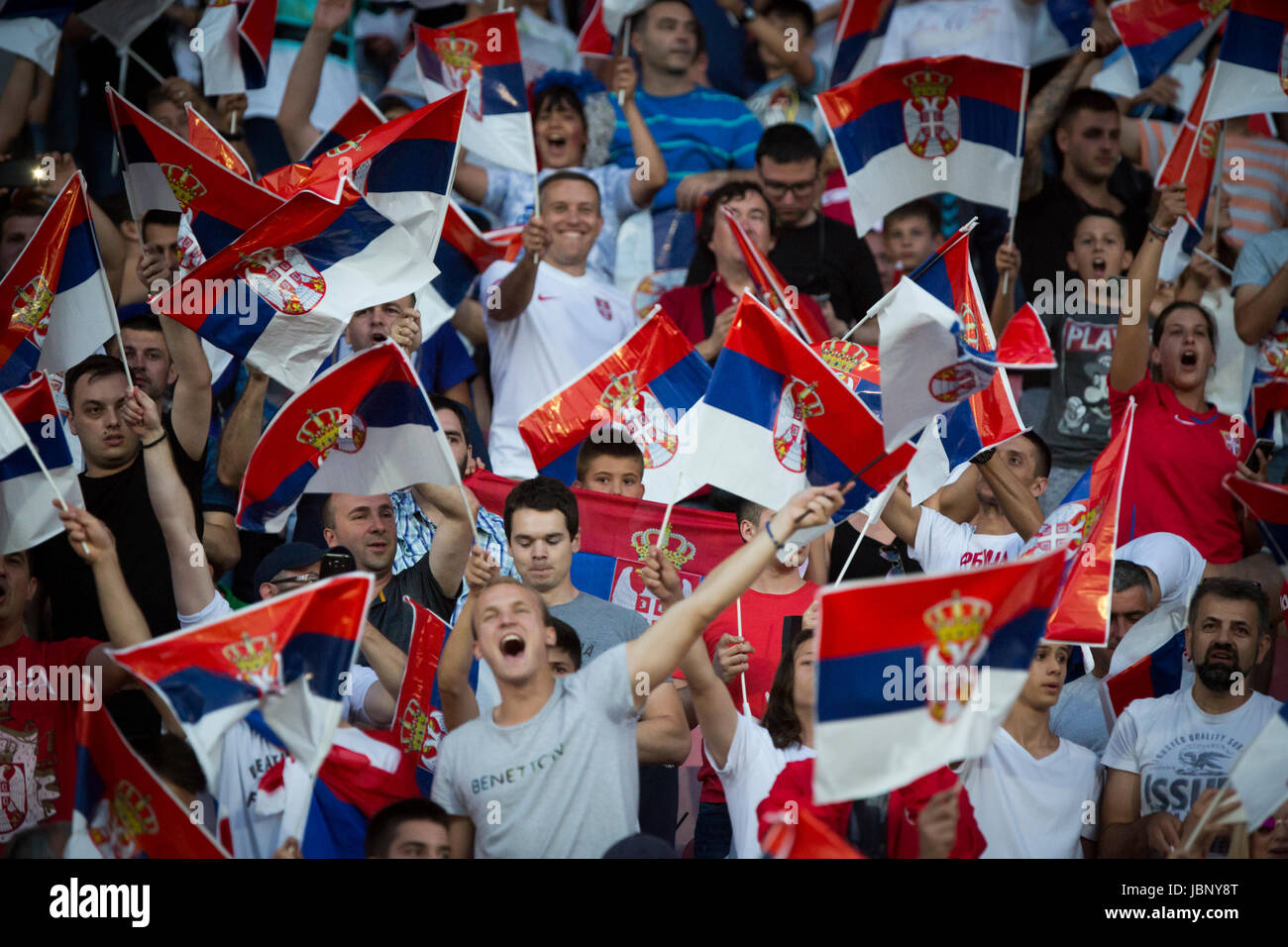 BELGRADE, SERBIA - JUNE 11, 2017: Serbian fans during the 2018 FIFA ...