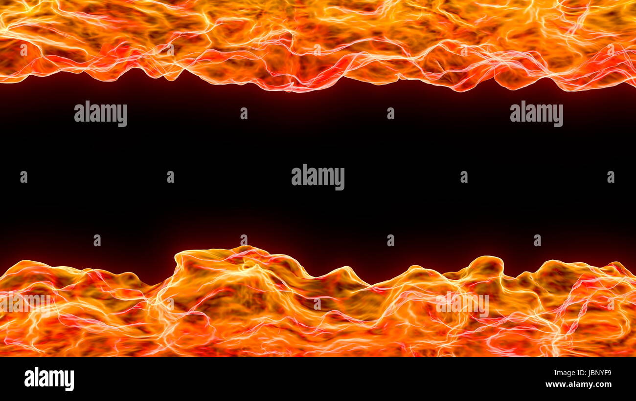 3D abstract background of flame and heat wave from above and below ...