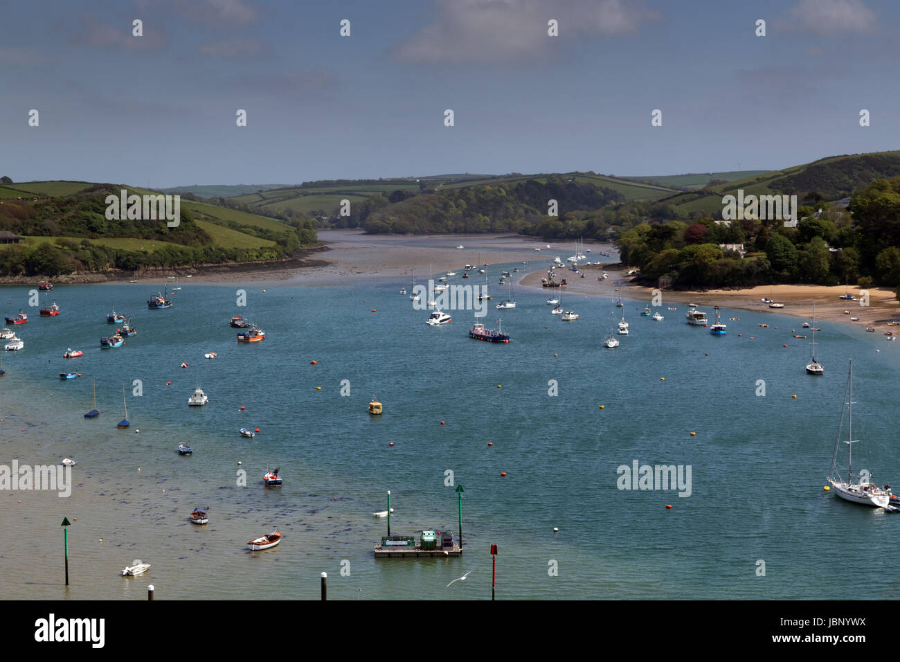 Kingsbridge Estuary from Salcombe waterfront in South Devon Stock Photo ...