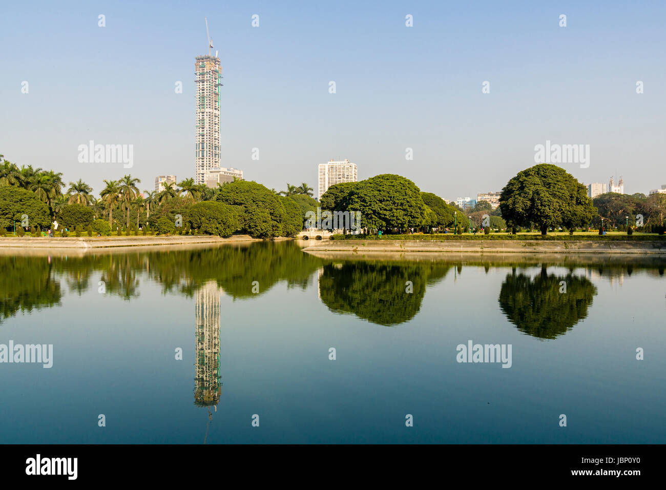 Construction site of a new office building, mirroring in a pool Stock ...