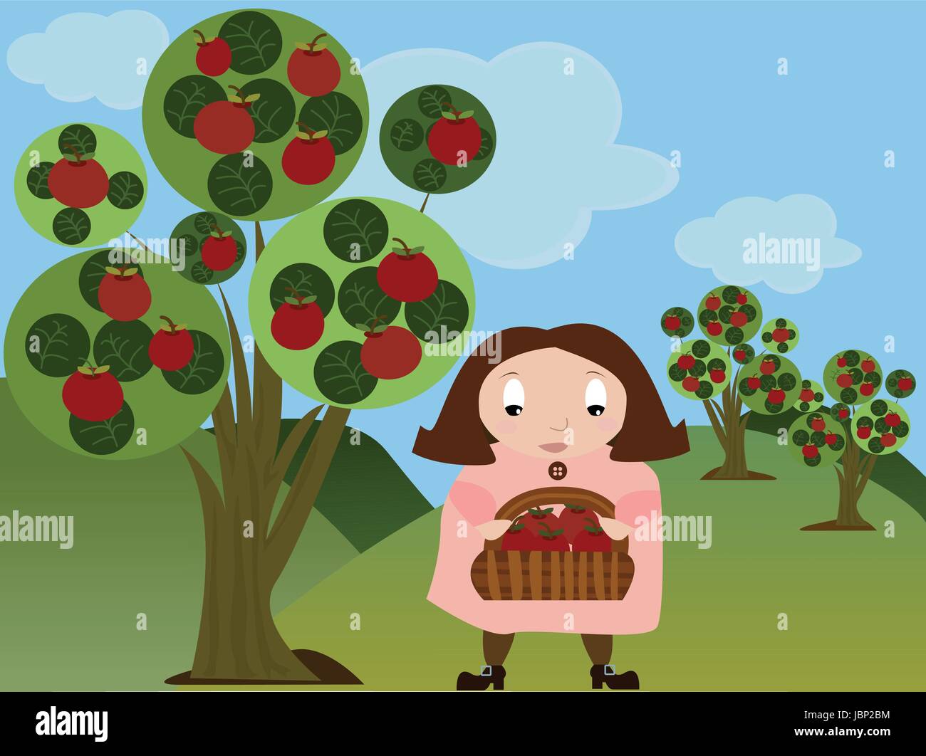 Apple picking in garden Stock Vector Images - Alamy