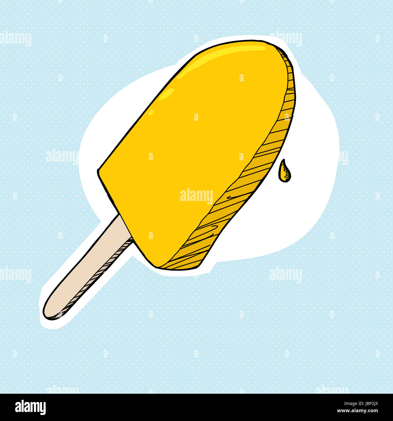 Lemon popsicle cartoon on halftone background Stock Photo - Alamy