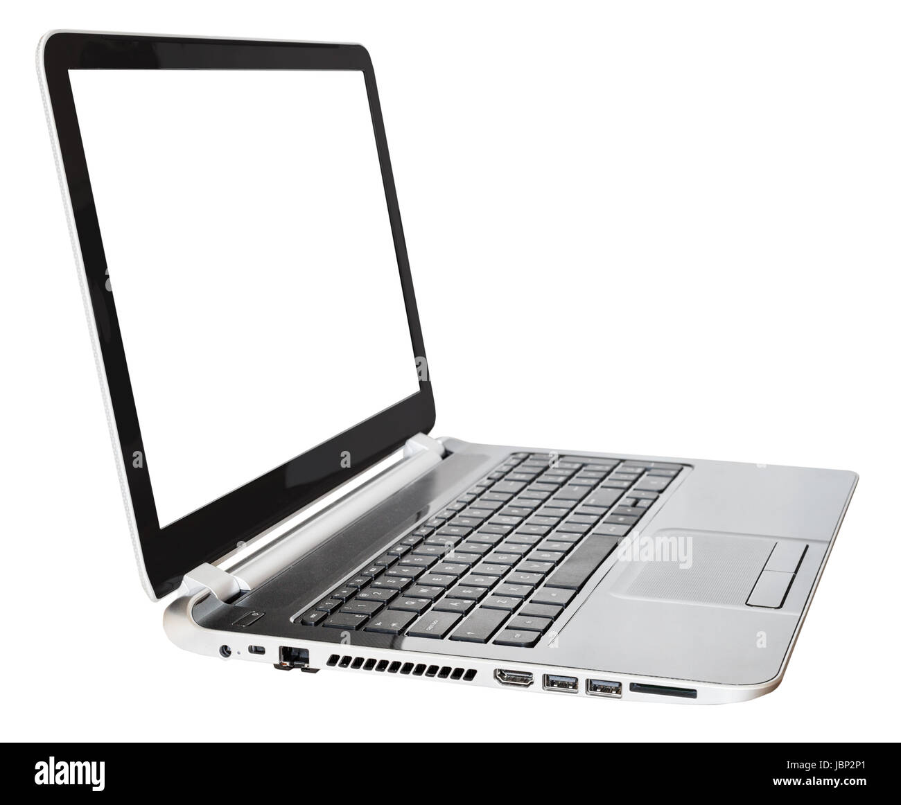 portable computer with cut out screen isolated on white background ...