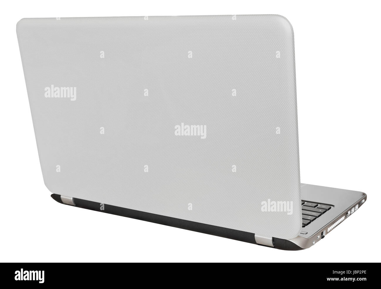 back view of open laptop display cover isolated on white background ...