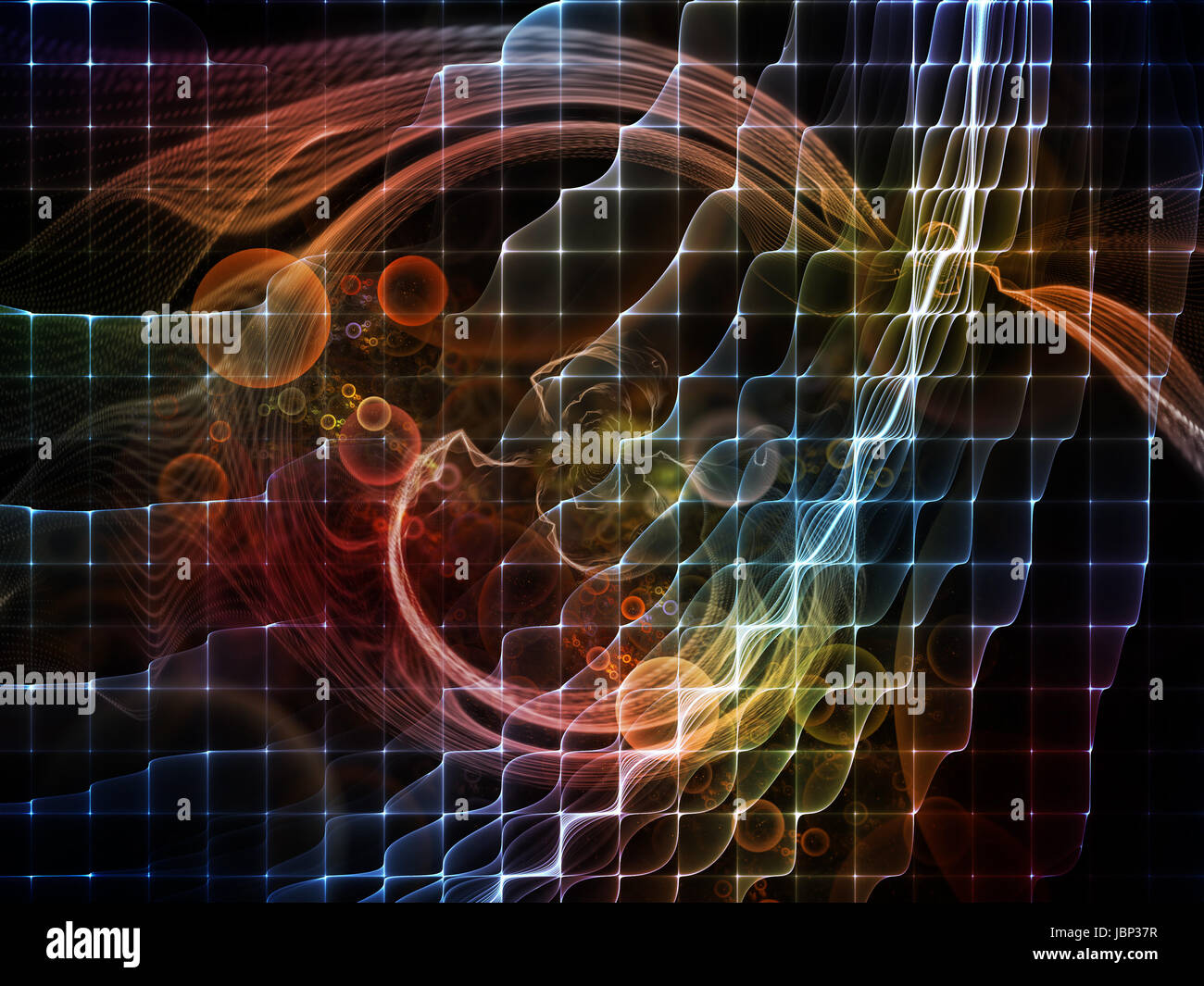 Geometry of Space series. Backdrop composed of conceptual grids, curves ...